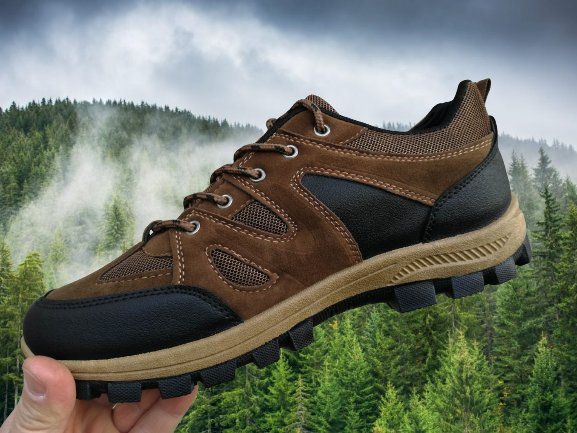 Мъжки маратонки с гумено директно излято ходило в кафяво, мод.02 ...