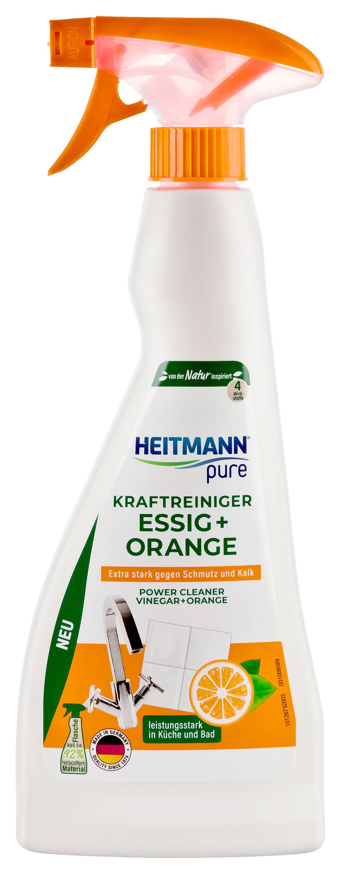 Препарат с оцет и портокал за почистване на баня и кухня HEITMANN pure ...